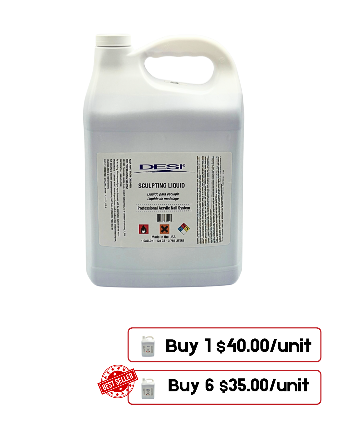 Chelly Liquid Nail Monomer Desi – 1 Gallon – Blondette Beauty Supply